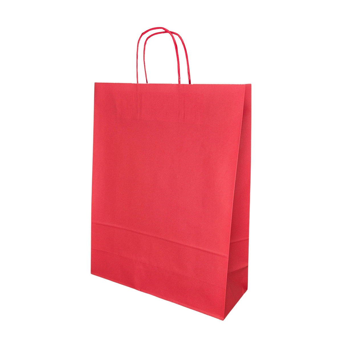 Pungă hârtie kraft ROȘIE cu mânere din hârtie răsucită 32 x 41(H) x 12 ...