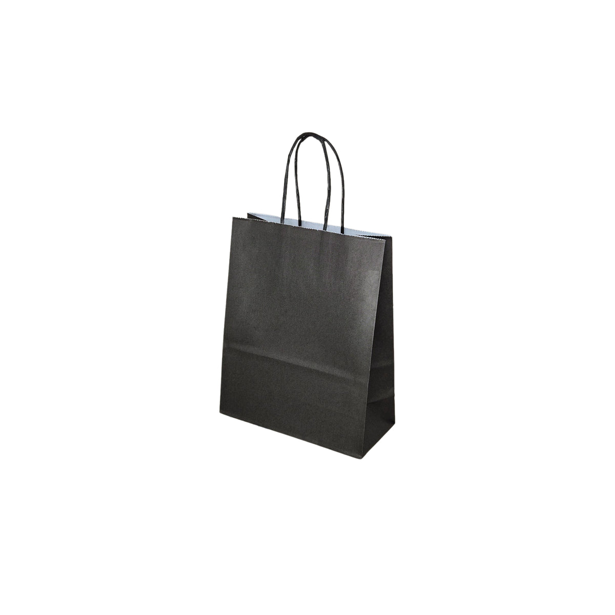 Pungă hârtie kraft NEAGRĂ cu mânere din hârtie răsucită 18 x 22(H) x 8 ...