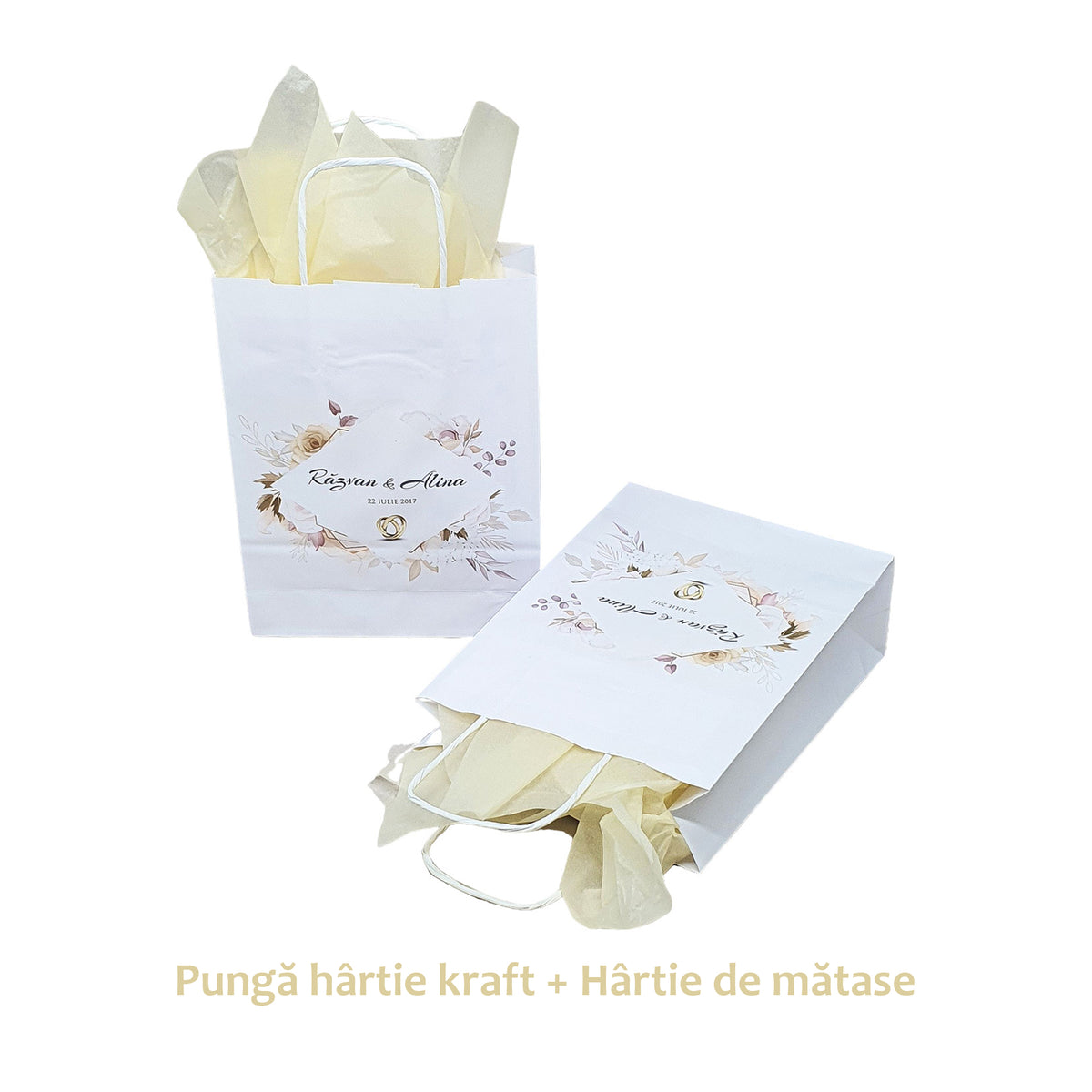 Pungi de Hârtie cu Modele de Nuntă - Model 10 18 x 22(H) x 8cm – Papette.ro