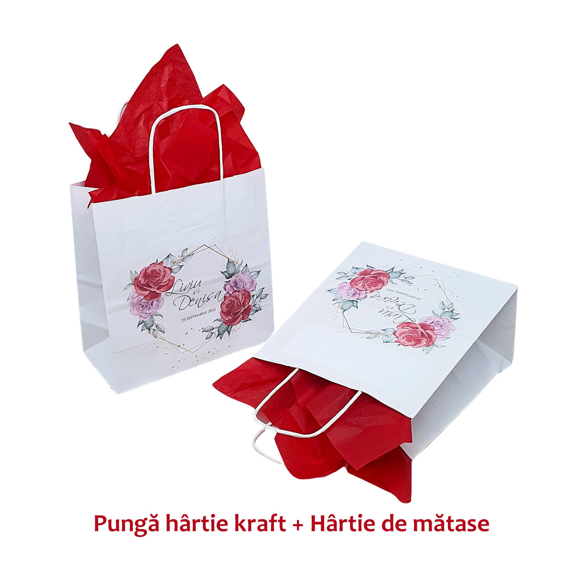 Pungi de Hârtie cu Modele de Nuntă - Model 2 20 x 21(H) x 10cm – Papette.ro