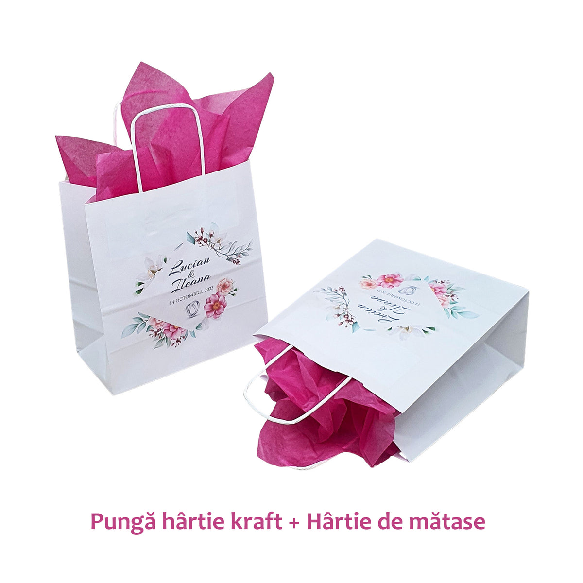 Pungi de Hârtie cu Modele de Nuntă - Model 9 20 x 21(H) x 10cm – Papette.ro