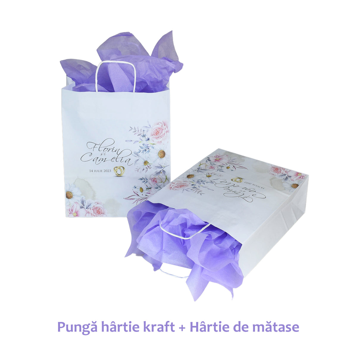 Pungi de Hârtie cu Modele de Nuntă - Model 14 22 x 31(H) x 10cm ...