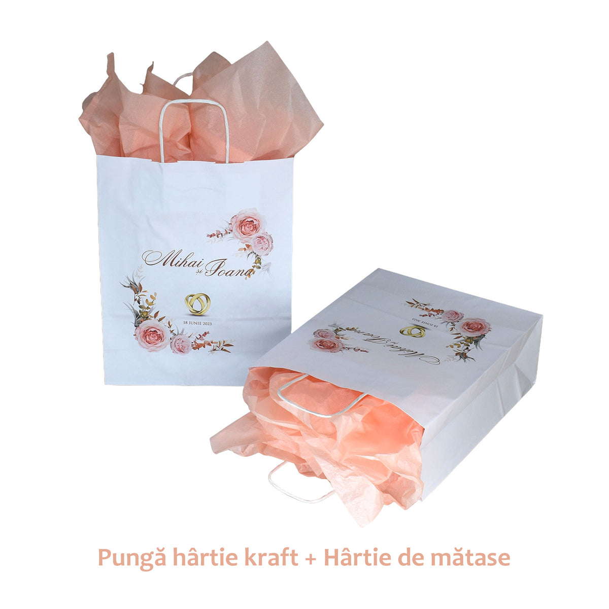Pungi de Hârtie cu Modele de Nuntă - Model 3 22 x 31(H) x 10cm – Papette.ro